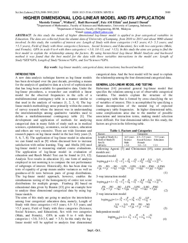 (PDF) Higher Dimensional Log-Linear Model and Its Application