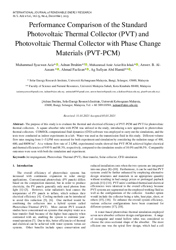 (PDF) Performance Comparison of the Standard Photovoltaic Thermal ...