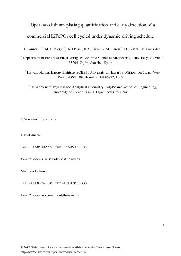 (PDF) Operando lithium plating quantification and early detection of a commercial LiFePO4 cell ...