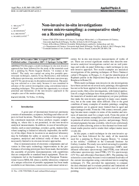 (PDF) Non-invasive in-situ investigations versus micro-sampling: a ...