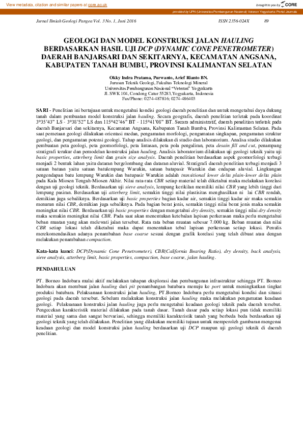 (PDF) Geologi Dan Model Konstruksi Jalan Haulingberdasarkan Hasil Uji ...
