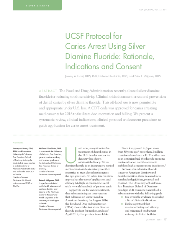 (PDF) UCSF Protocol for Caries Arrest Using Silver Diamine Fluoride ...