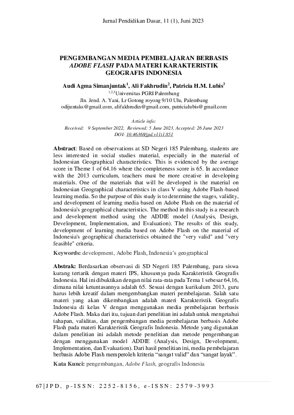 (PDF) Pengembangan Media Pembelajaran Berbasis Adobe Flash Pada Materi Karakteristik Geografis ...