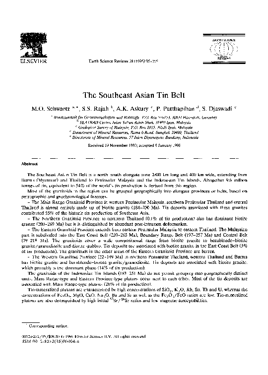 (PDF) The Southeast Asian tin belt