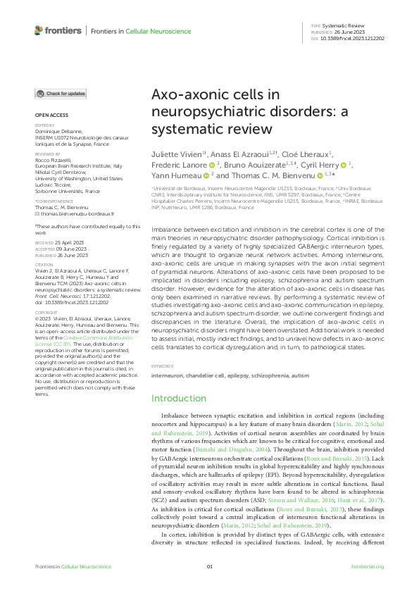 (PDF) Axo-axonic cells in neuropsychiatric disorders: a systematic review