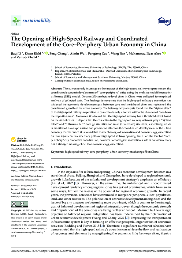 (PDF) The Opening of High-Speed Railway and Coordinated Development of ...