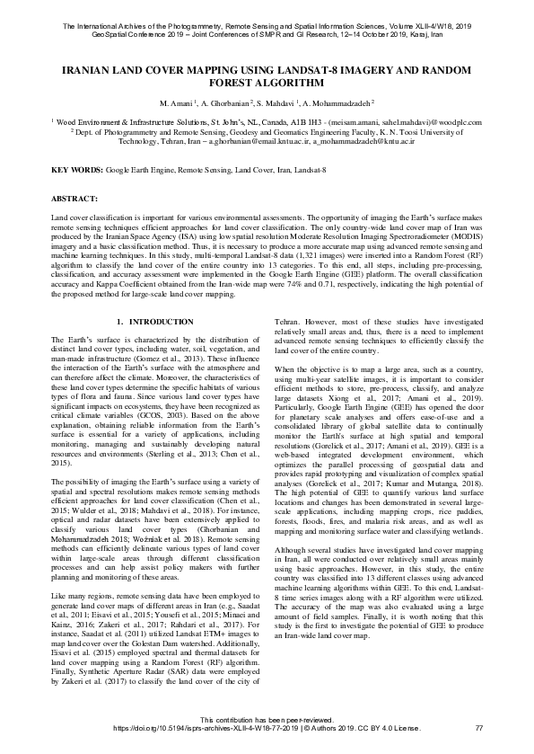 (PDF) Iranian Land Cover Mapping Using LANDSAT-8 Imagery and Random ...