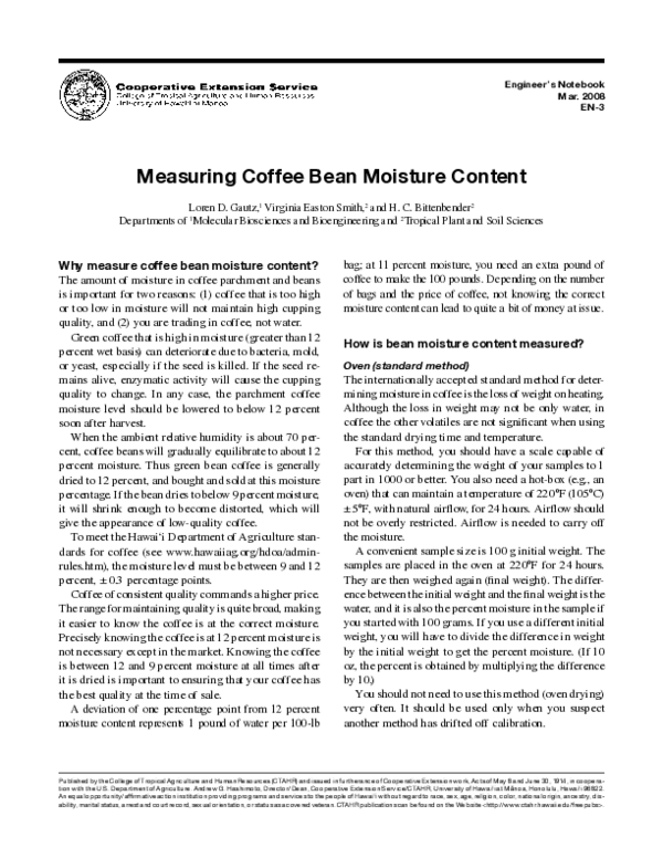 (PDF) Measuring Coffee Bean Moisture Content