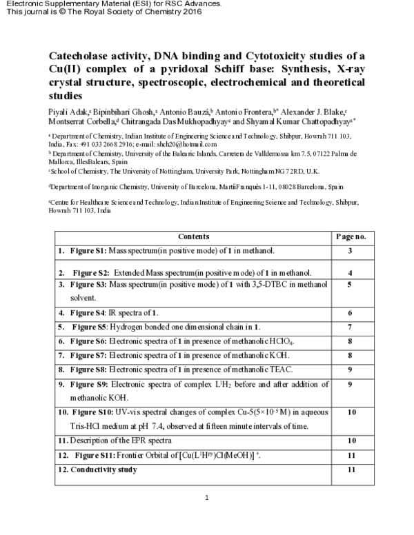(PDF) Catecholase activity, DNA binding and cytotoxicity studies of a ...