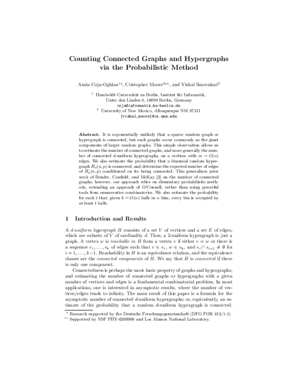 (PDF) Counting connected graphs and hypergraphs via the probabilistic method
