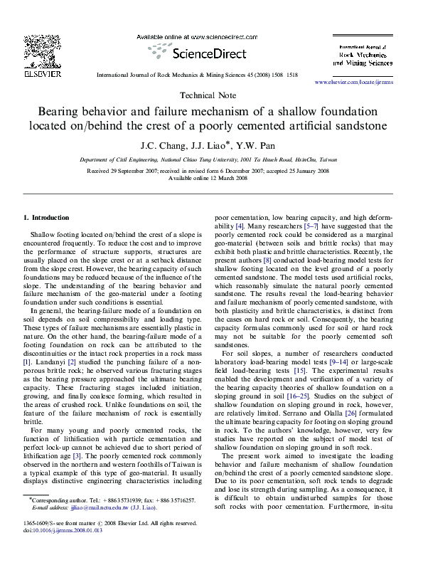 (PDF) Technical Note Bearing behavior and failure mechanism of a ...
