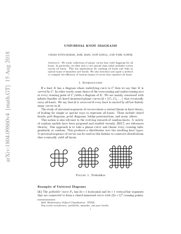 (PDF) Universal knot diagrams