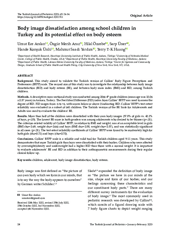 (PDF) Body image dissatisfaction among school children in turkey and ...