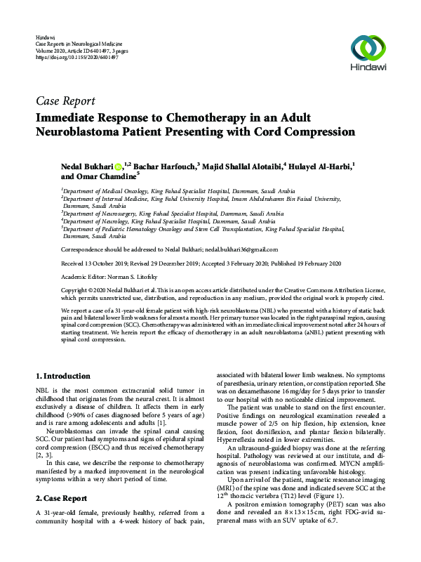 (PDF) Immediate Response to Chemotherapy in an Adult Neuroblastoma ...