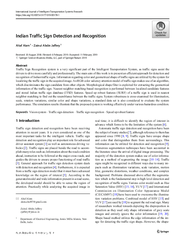 Pdf Indian Traffic Sign Detection And Recognition Using Deep Learning