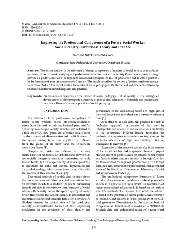 (PDF) Learning for Professional Practice: A Social Worker in the Making