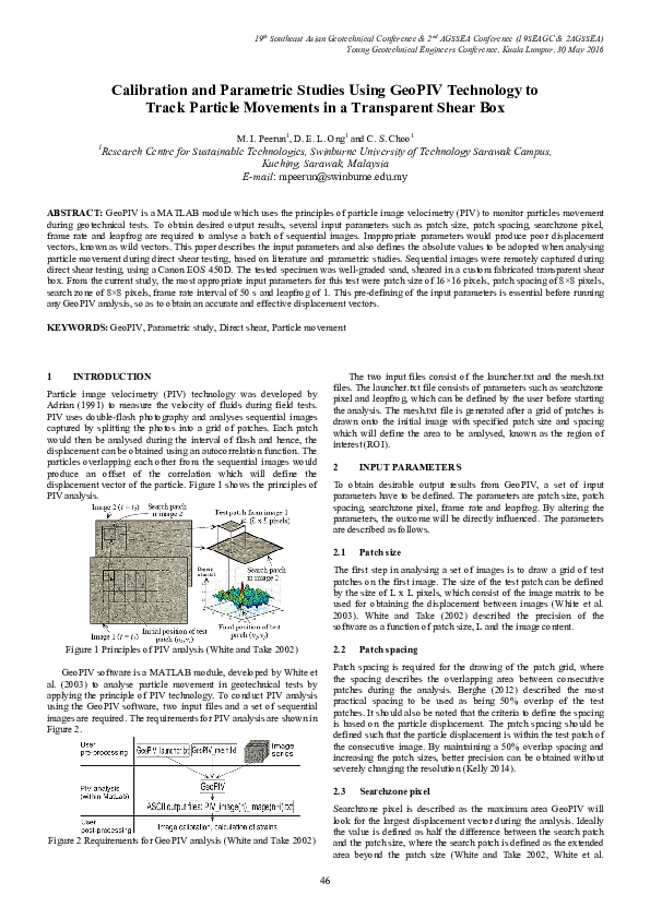 (PDF) Calibration and parametric studies using GeoPIV technology to track particle movements in ...