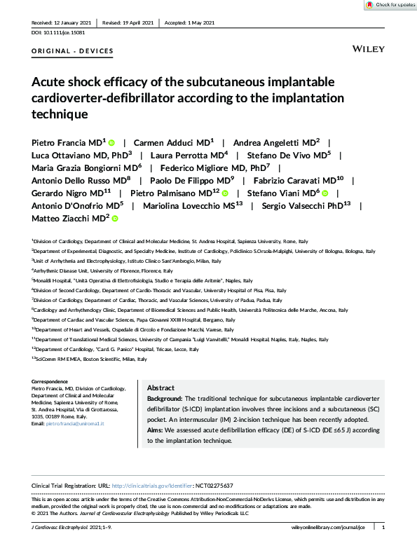 (PDF) Acute shock efficacy of the subcutaneous implantable cardioverter ...