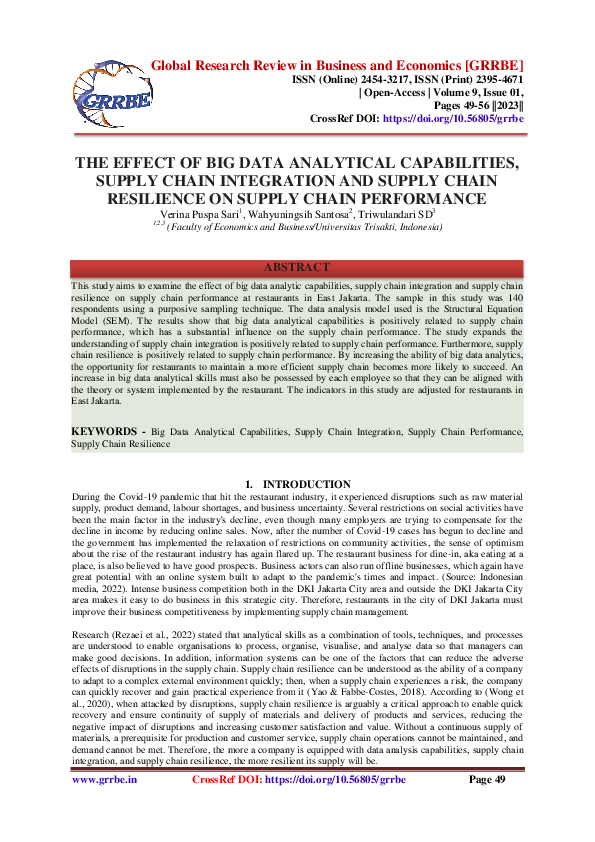 (PDF) The Effect of Big Data Analytical Capabilities, Supply Chain Integration and Supply Chain ...