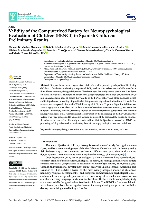 (PDF) Validity of the Computerized Battery for Neuropsychological ...