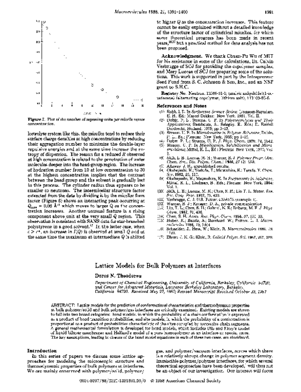 (PDF) Lattice models for bulk polymers at interfaces | Doros Theodorou ...