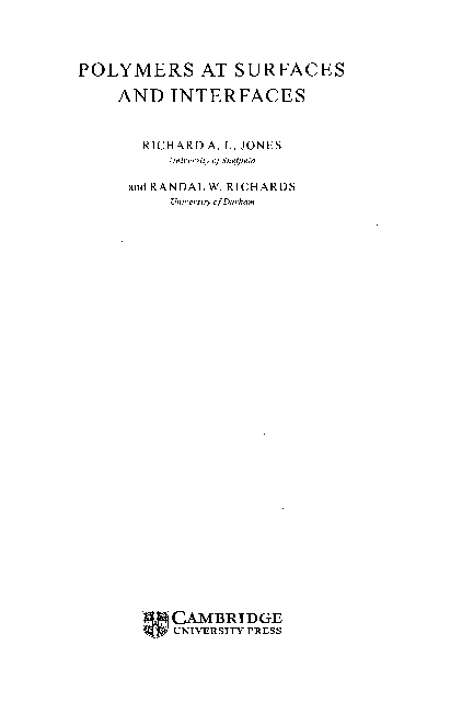 (PDF) Polymers at Surfaces and Interfaces