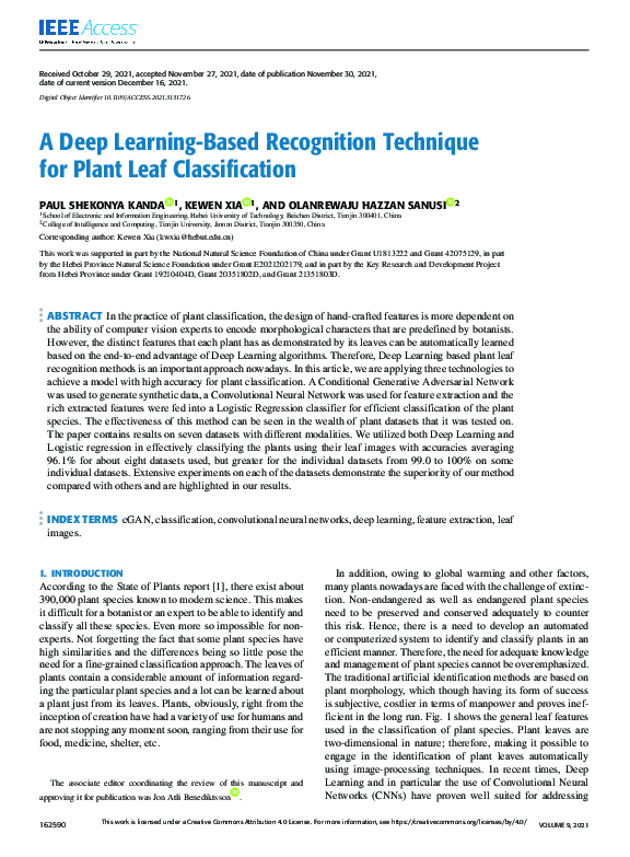 (PDF) A Deep Learning-Based Recognition Technique for Plant Leaf ...