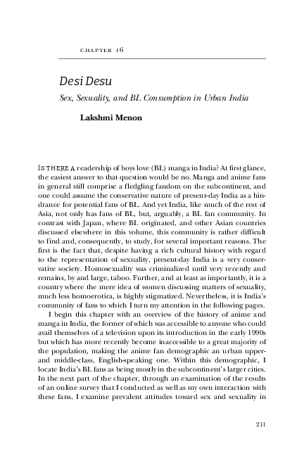 (PDF) Desi Desu: Sex, Sexuality, and BL Consumption in Urban India