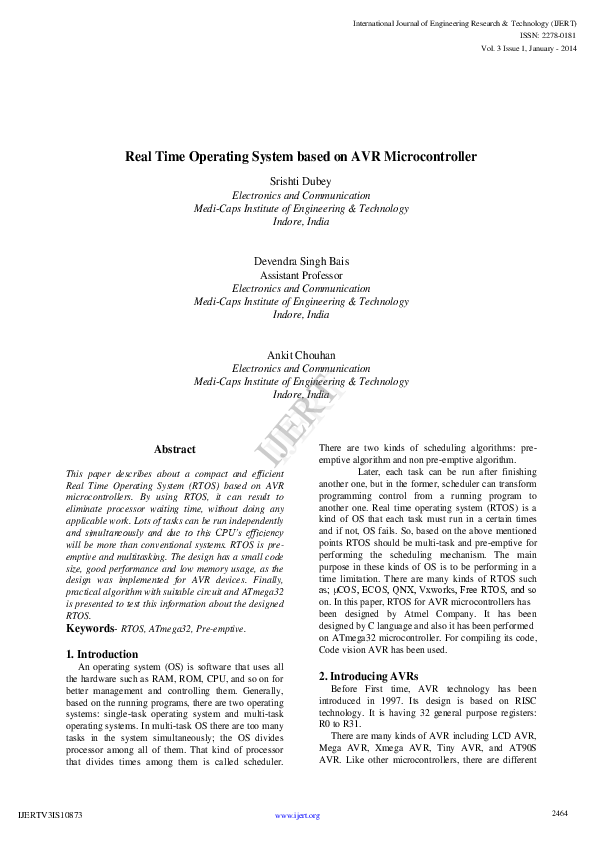 (PDF) Real Time Operating System based on AVR Microcontroller
