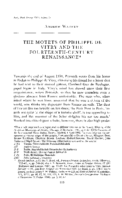 (PDF) The motets of Philippe de Vitry and the fourteenth-century ...