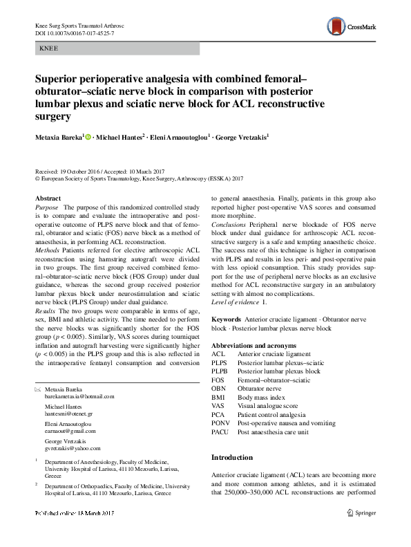 (PDF) Superior perioperative analgesia with combined femoral–obturator ...
