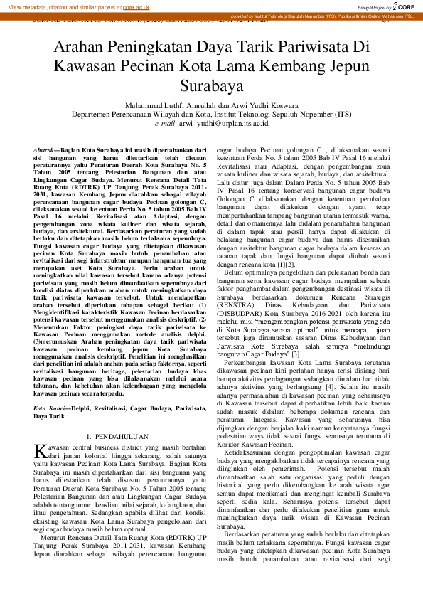 (PDF) Arahan Peningkatan Daya Tarik Pariwisata di Kawasan Pecinan Kota ...