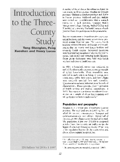 (PDF) Introduction to the Three- County Study