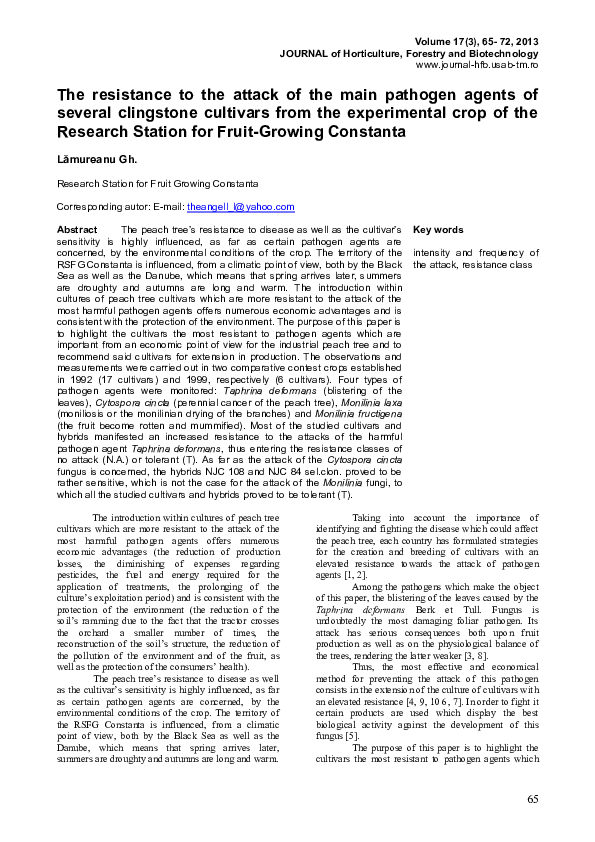 (PDF) The resistance to the attack of the main pathogen agents of ...