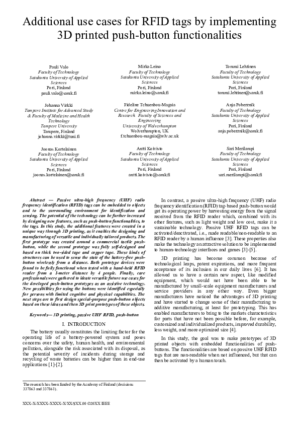 (PDF) Additional use cases for RFID tags by implementing 3D printed ...