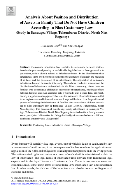 (PDF) Analysis About Position and Distribution of Assets in Family That ...
