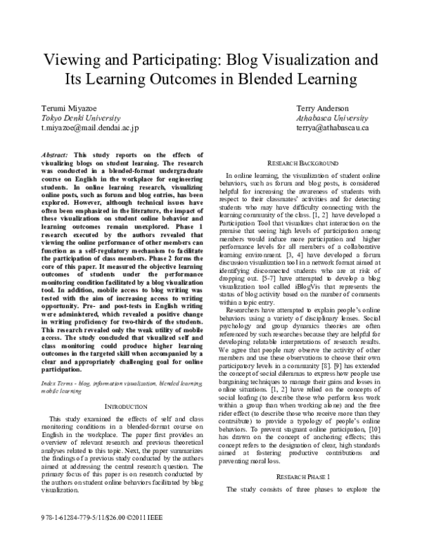 (PDF) Viewing and participating: Blog visualization and its learning outcomes in blended learning