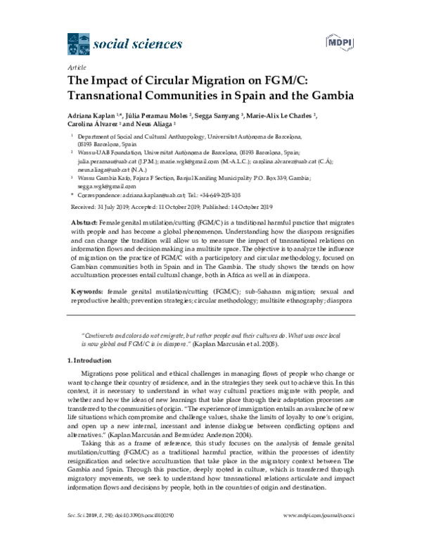 (PDF) The Impact of Circular Migration on FGM/C: Transnational ...