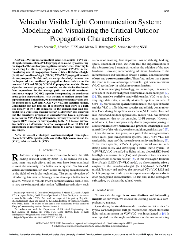 (PDF) Vehicular Visible Light Communication System: Modeling and Visualizing Critical Outdoor ...