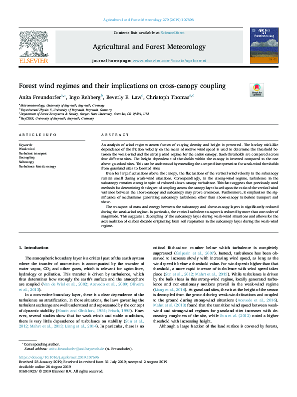 (PDF) Forest wind regimes and their implications on cross-canopy coupling