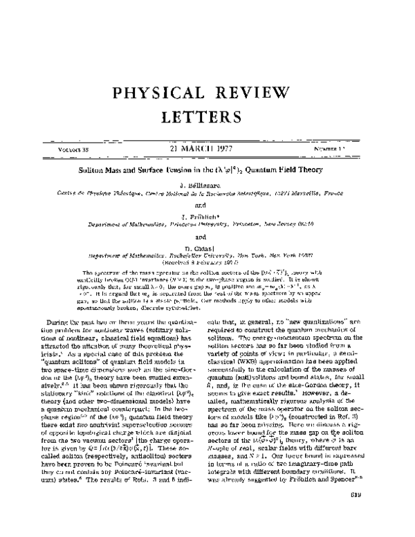 (PDF) Soliton Mass and Surface Tension in the(λ|ϕ|4)2Quantum Field Theory