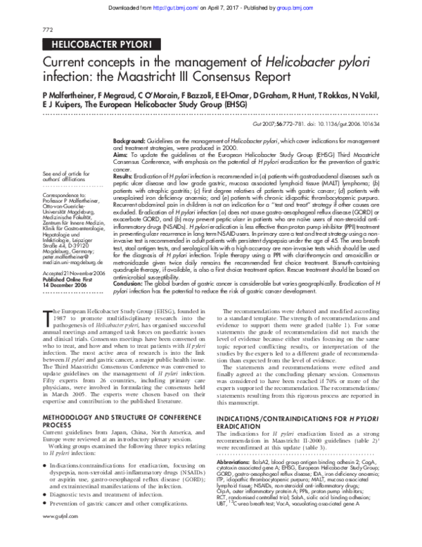 (PDF) Current concepts in the management of Helicobacter pylori infection—The Maastricht 2‐2000 ...