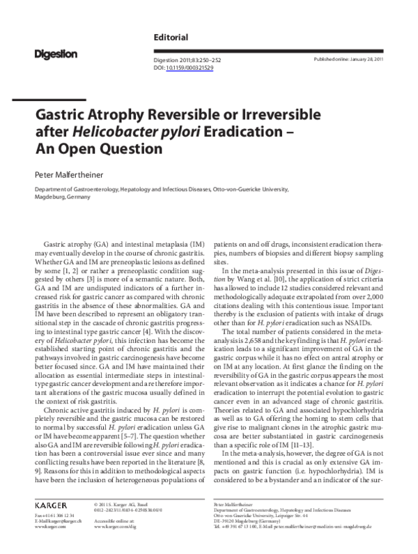 (PDF) Gastric Atrophy Reversible or Irreversible after Helicobacter ...