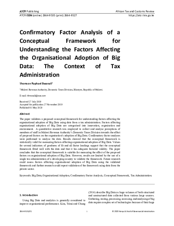 (PDF) Confirmatory Factor Analysis of a Conceptual Framework for Understanding the Factors ...