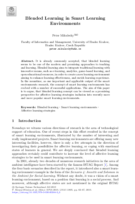(PDF) Blended Learning in Smart Learning Environments