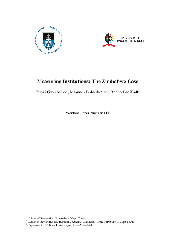 (PDF) Measuring Institutions: The Zimbabwe Case