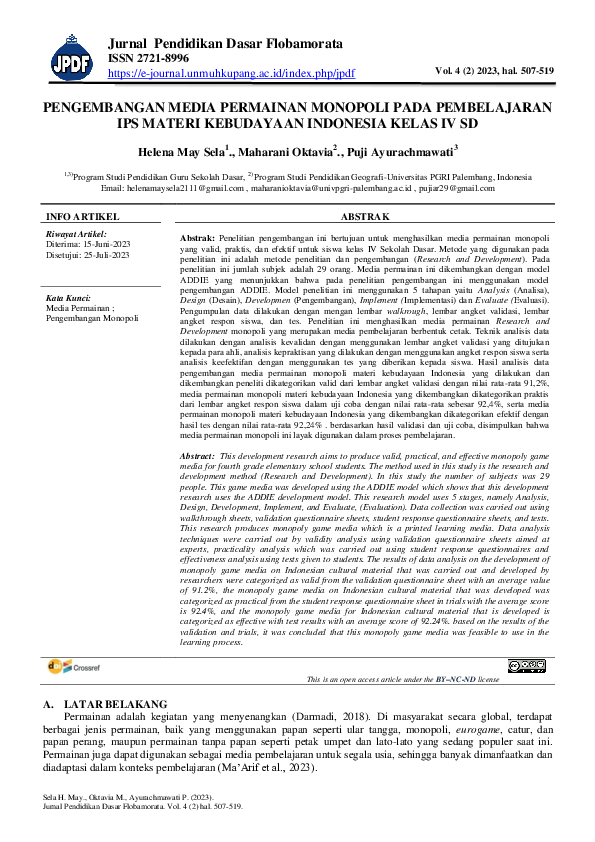 (PDF) Pengembangan Media Permainan Monopoli pada Pembelajaran IPS Materi Kebudayaan Indonesia ...