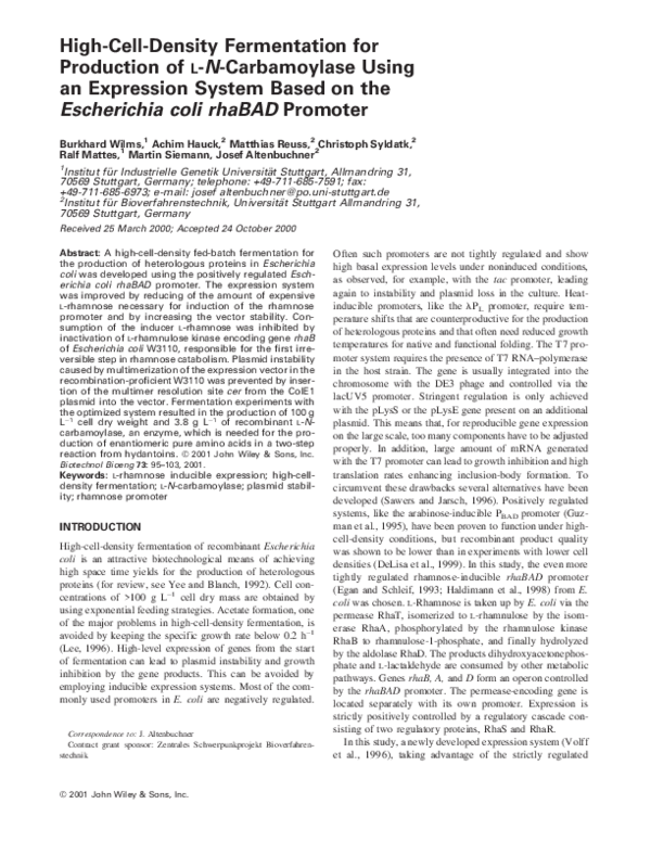 (PDF) High-cell-density fermentation for production ofL-N-carbamoylase ...