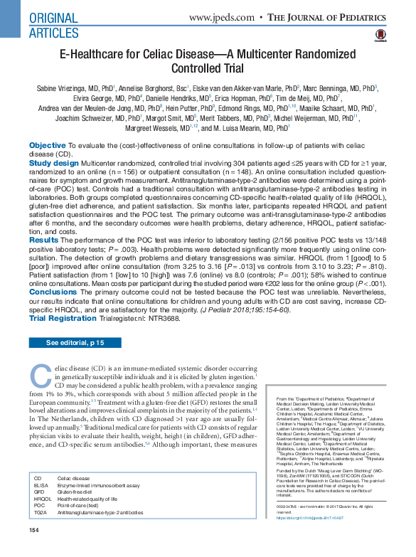 (PDF) E-Healthcare for Celiac Disease-A Multicenter Randomized ...