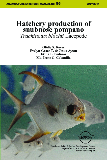 (PDF) Hatchery production of snubnose pompano Trachinotus blochii Lacepede